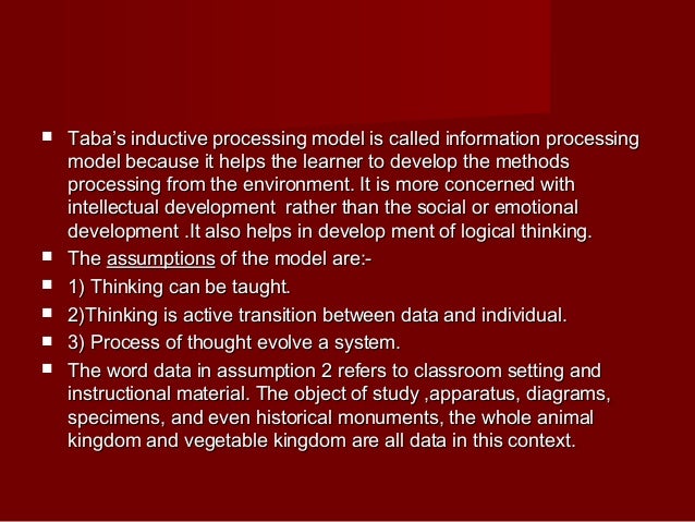 Hilda taba’s inductive thinking model