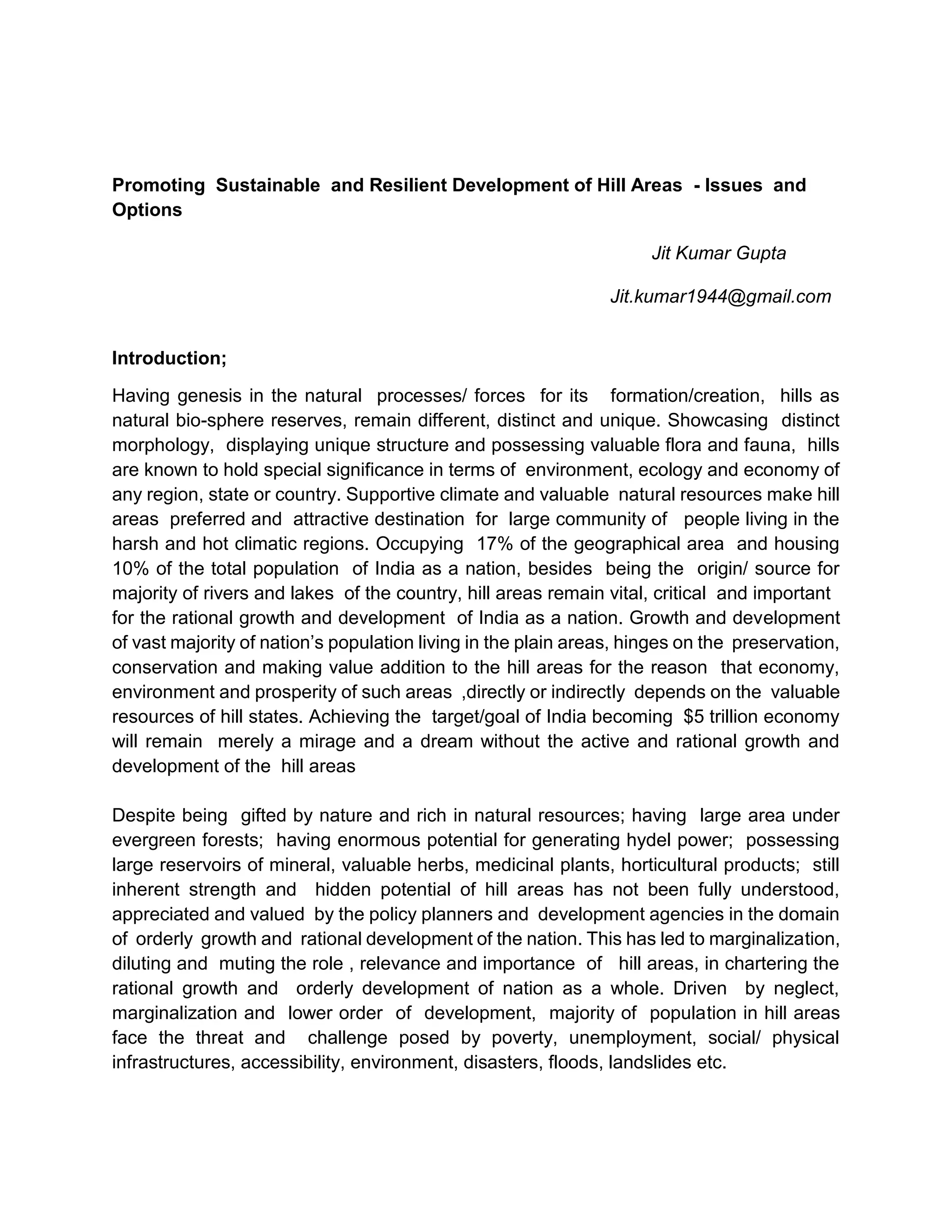 Hill Area development- Issues and Options | DOCX