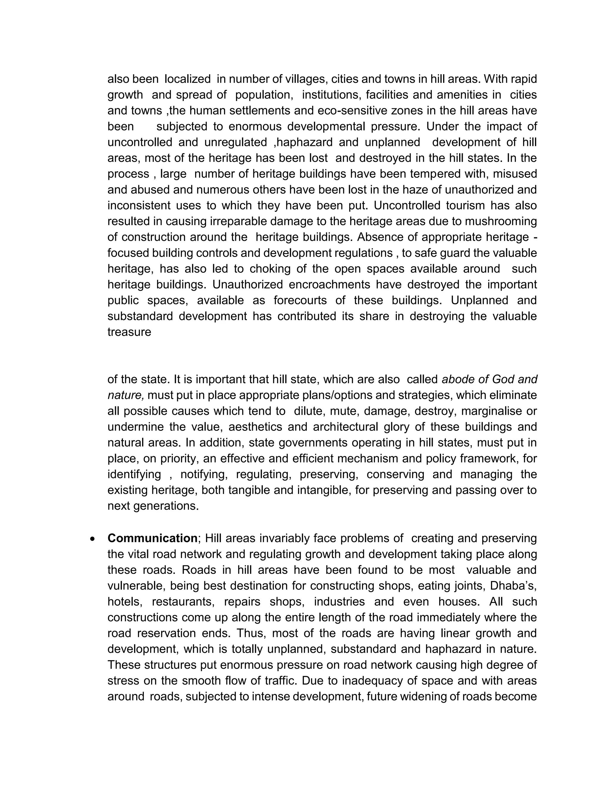 Hill Area development- Issues and Options | DOCX