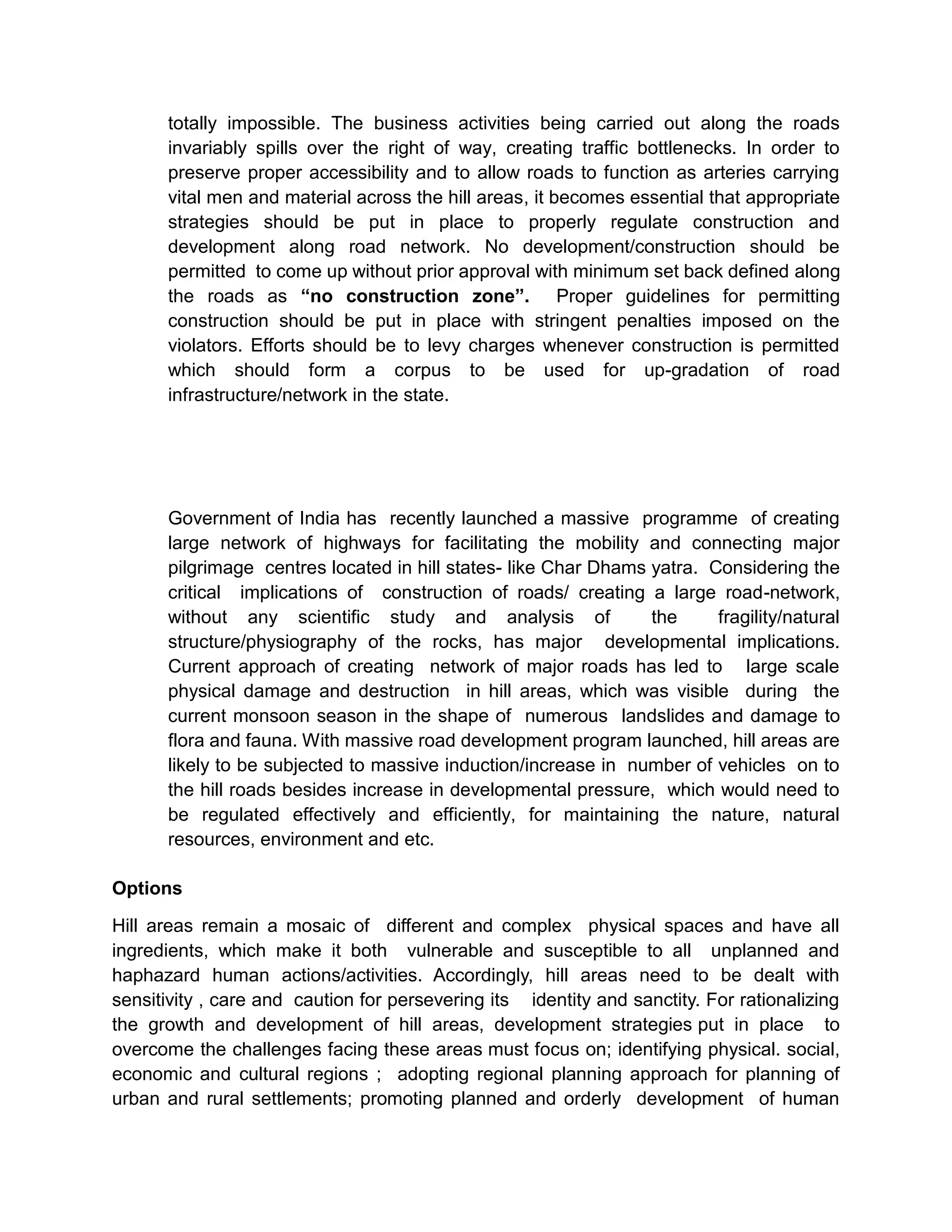 Hill Area development- Issues and Options | DOCX