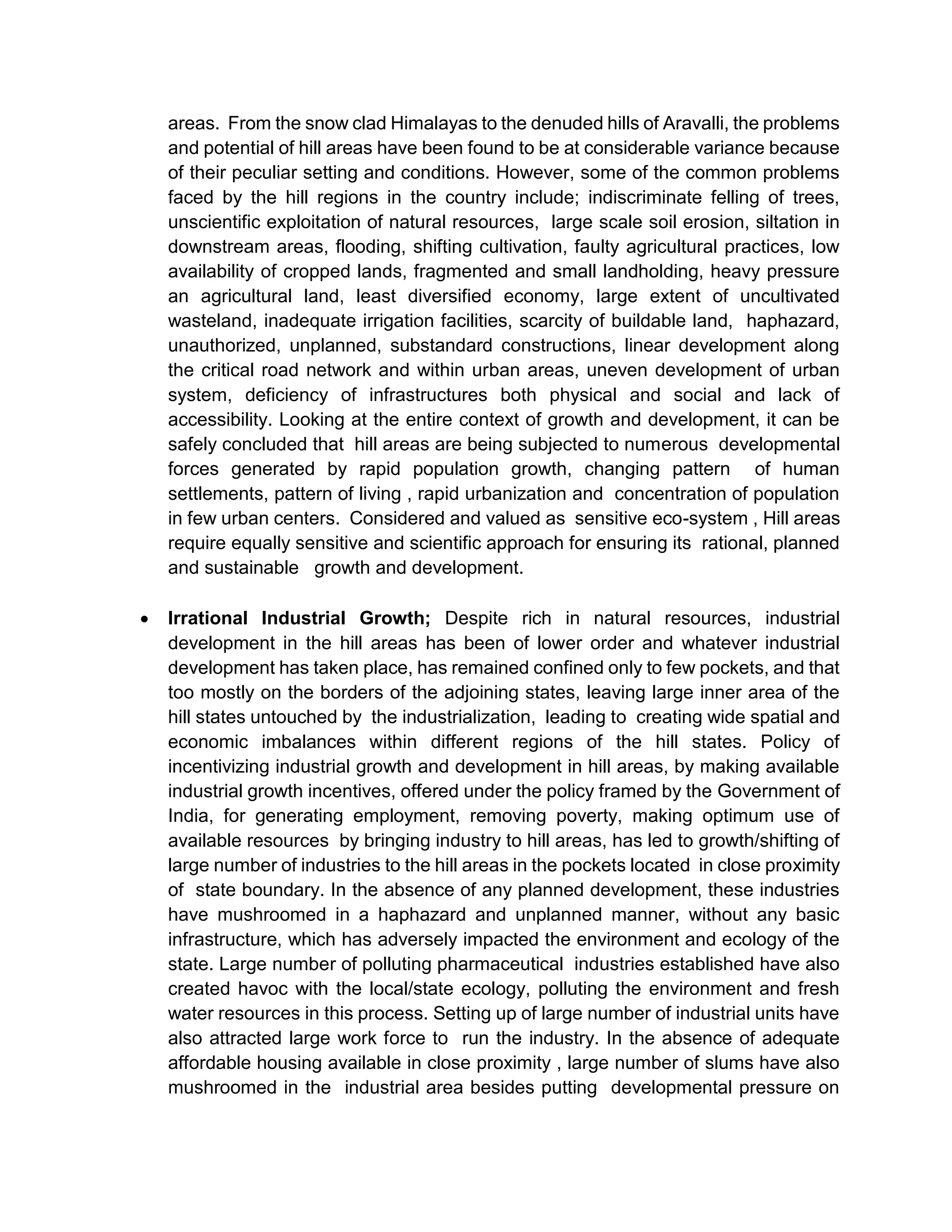 Hill Area development- Issues and Options | DOCX