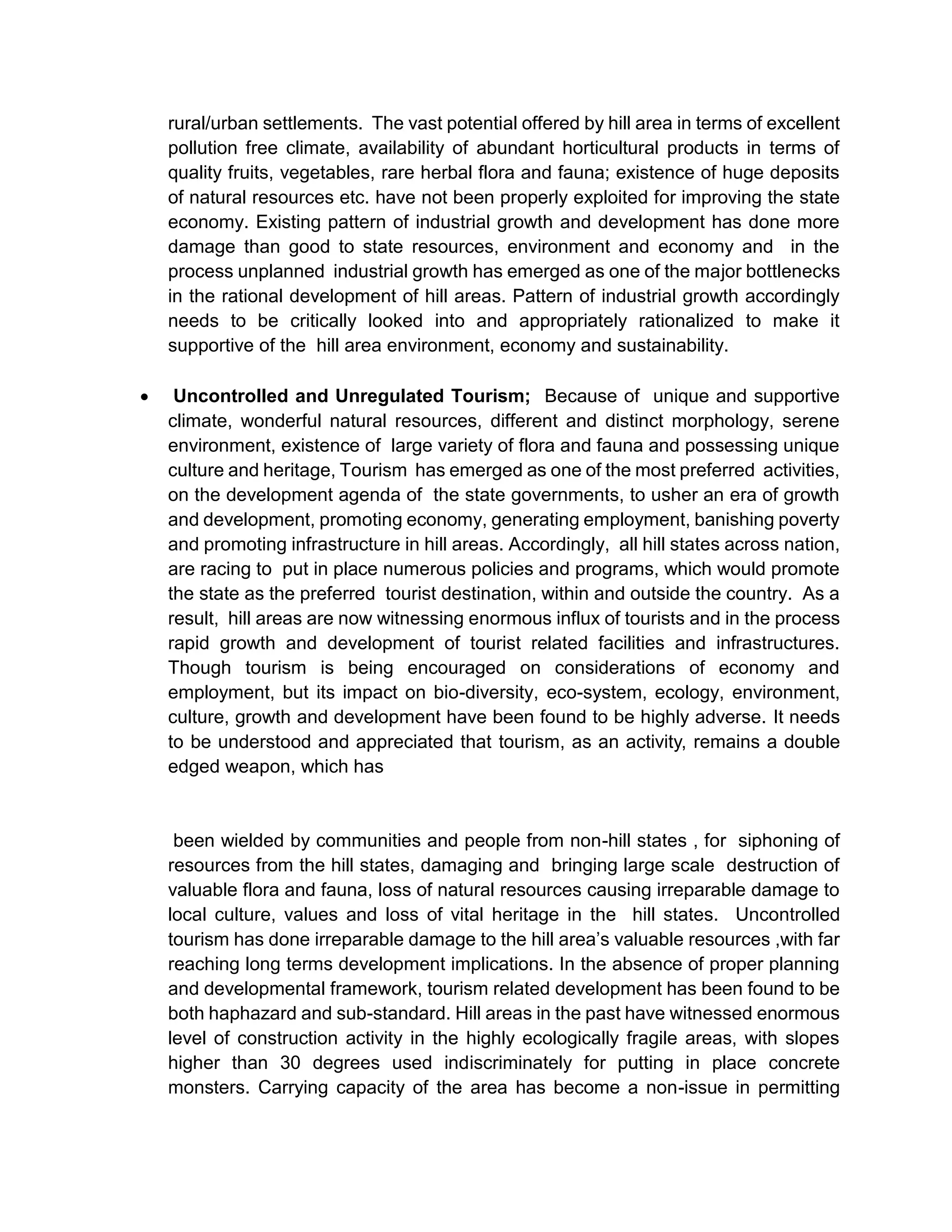 Hill Area development- Issues and Options | DOCX