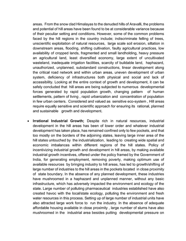 Hill Area development- Issues and Options | DOCX