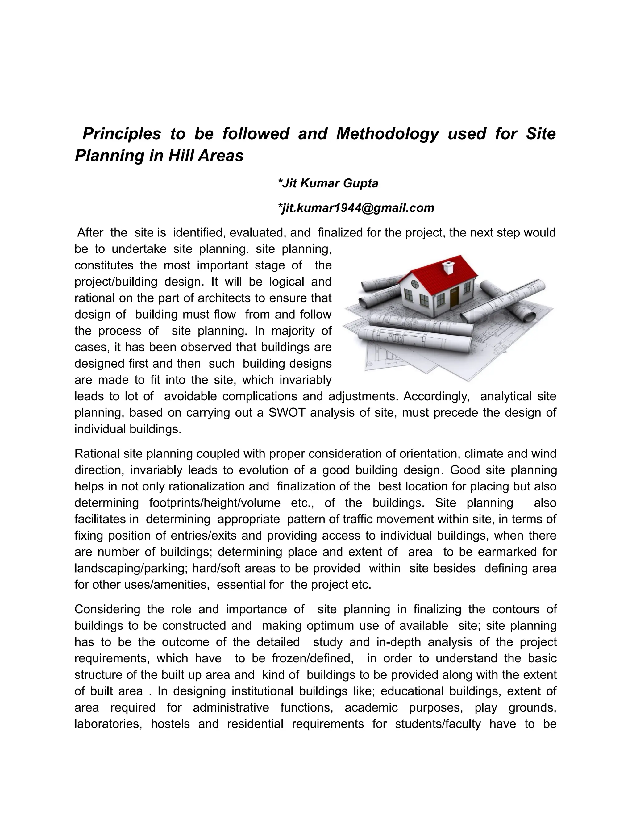 Hill Areas- Principles and Methodology used for Site Planning.docx