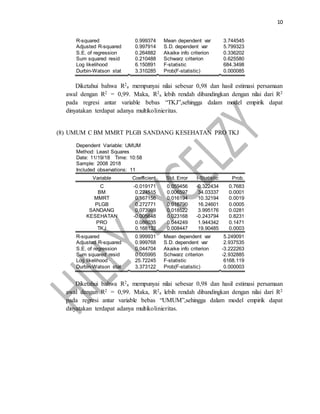 Pengujian Asumsi Klasik Menggunakan Eviews | PDF
