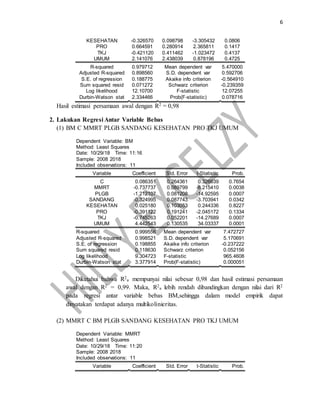 Pengujian Asumsi Klasik Menggunakan Eviews | PDF