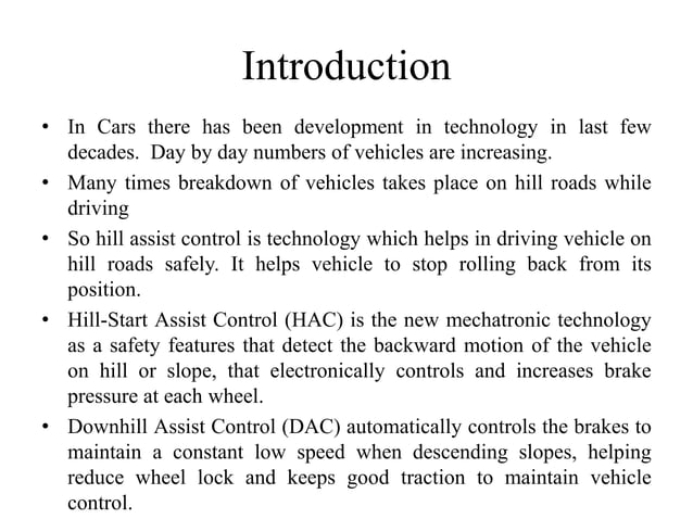 Hill Assist Control Seminar | PPTX