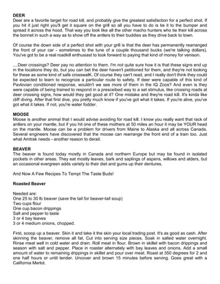 Hillbilly hanks roadkill recipes | PDF