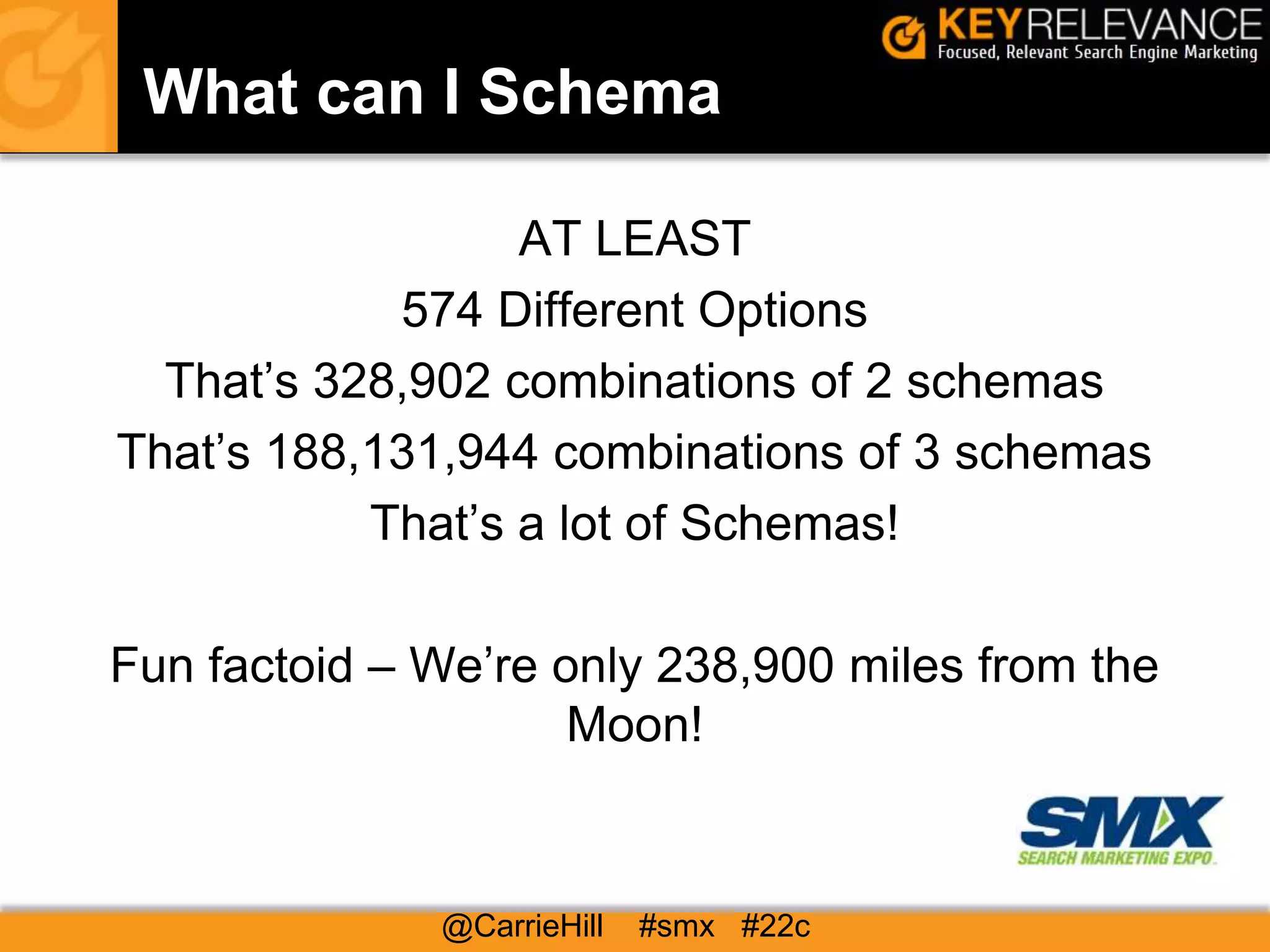 Carrie Hill - Schema 101 - Why the new meta data matters. SMX West 2013 ...