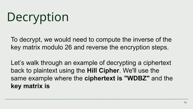Understanding the Hill Cipher with Matrix | PPTX