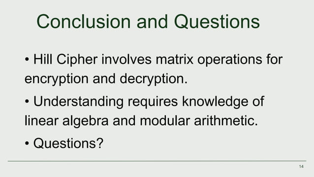 Understanding the Hill Cipher with Matrix | PPTX