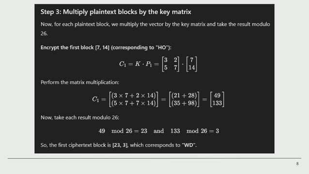 Understanding the Hill Cipher with Matrix | PPT