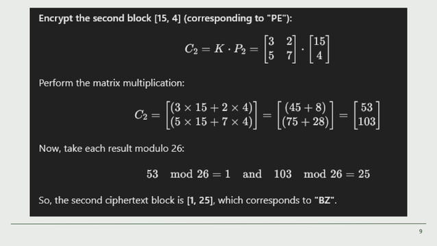 Understanding the Hill Cipher with Matrix | PPT