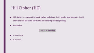 Hillcipher and eliptic curve | PPT