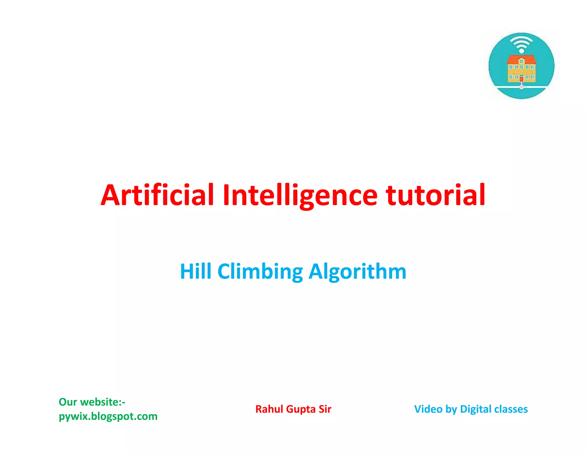 hill climbing algorithm in artificial intelligence | PDF
