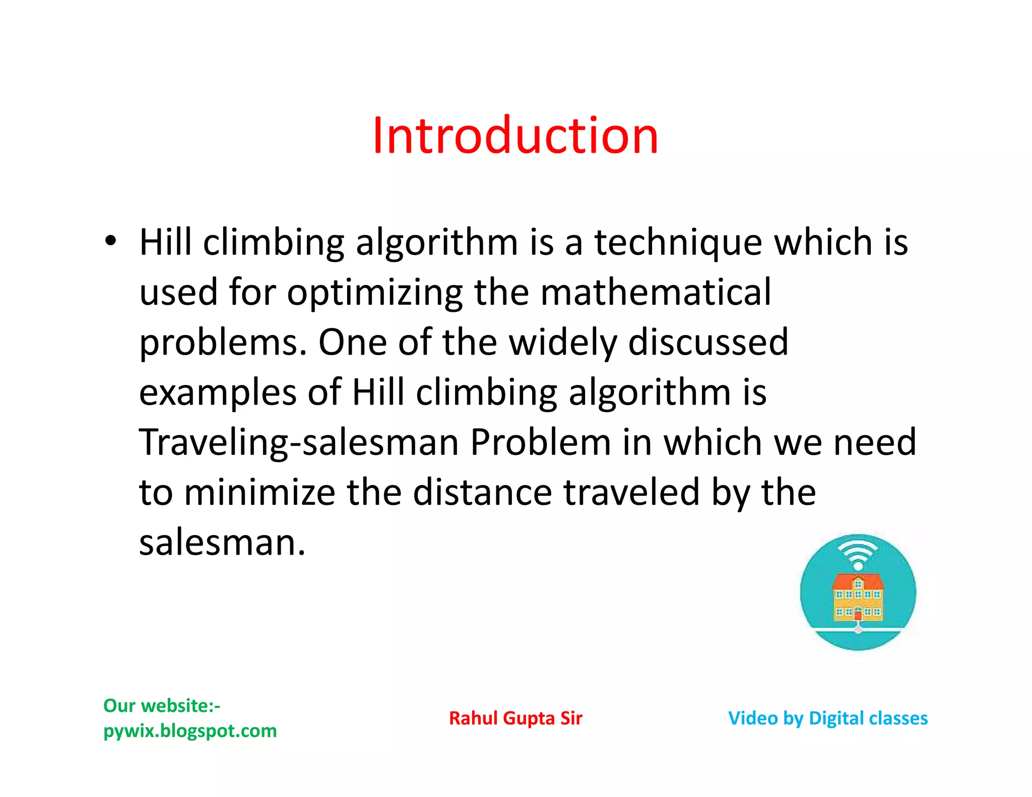 hill climbing algorithm in artificial intelligence | PDF
