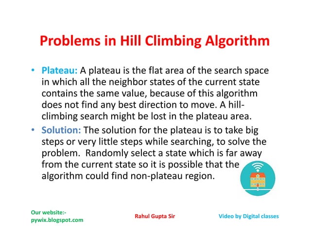 hill climbing algorithm in artificial intelligence | PDF