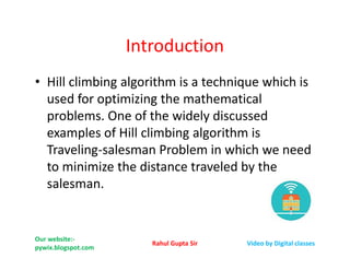 hill climbing algorithm in artificial intelligence | PDF