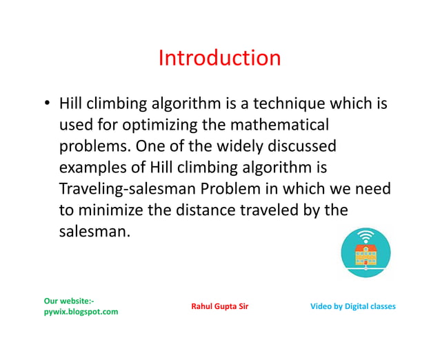 hill climbing algorithm in artificial intelligence | PDF