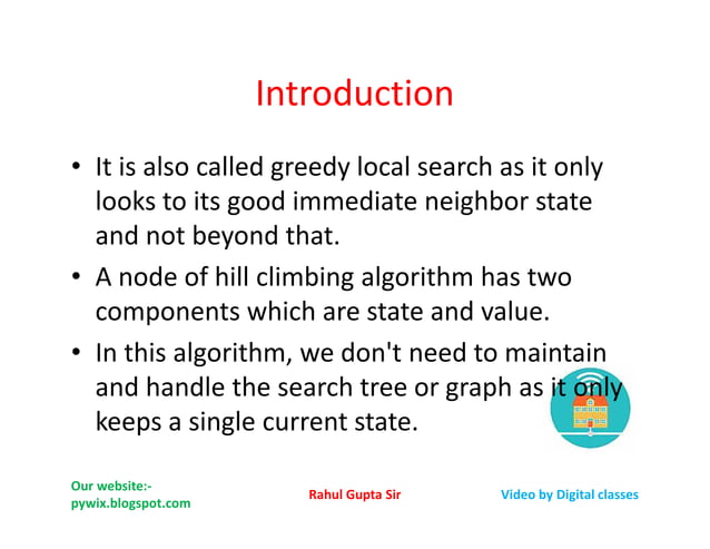 hill climbing algorithm in artificial intelligence | PDF
