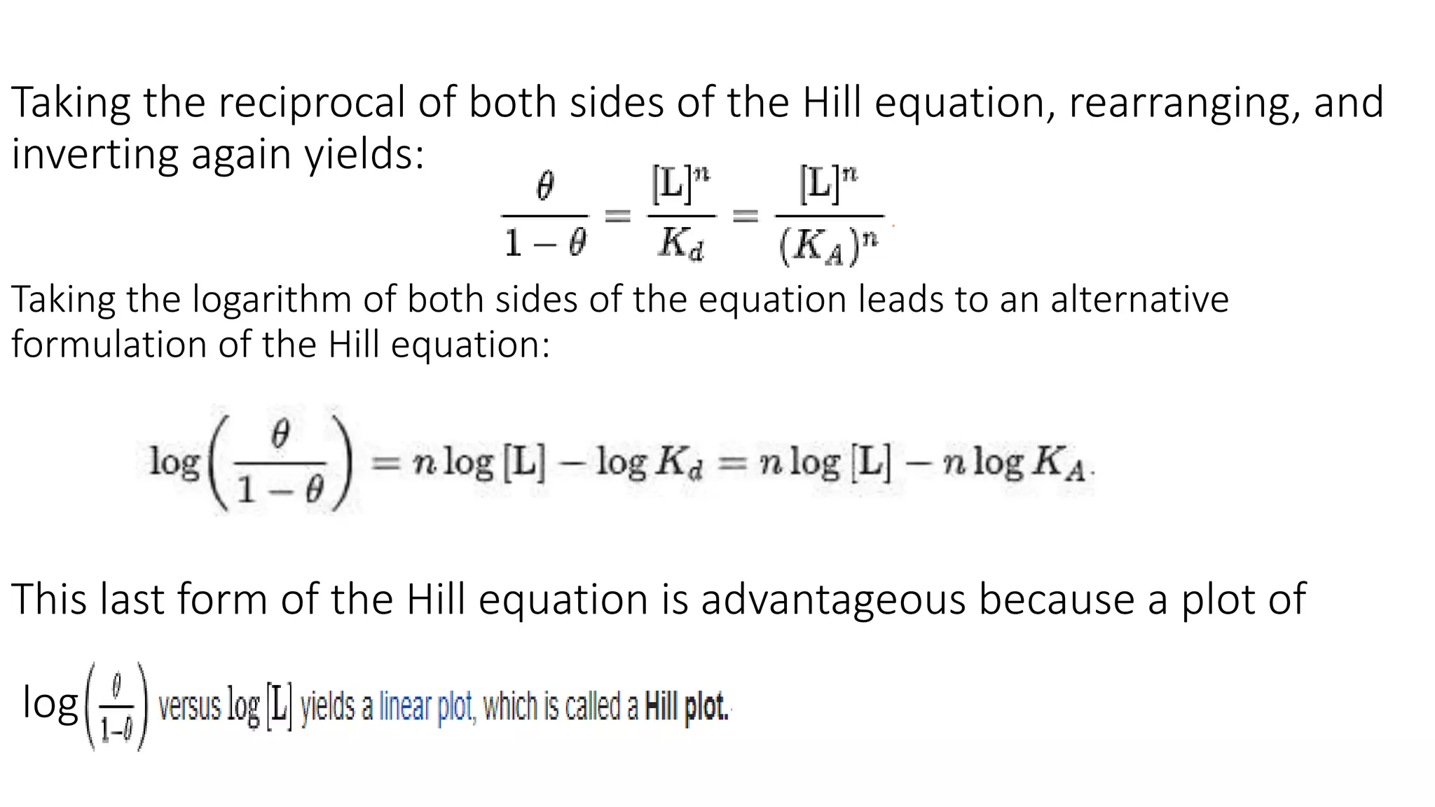 Hill equation and plot | PPTX | Chemistry | Science