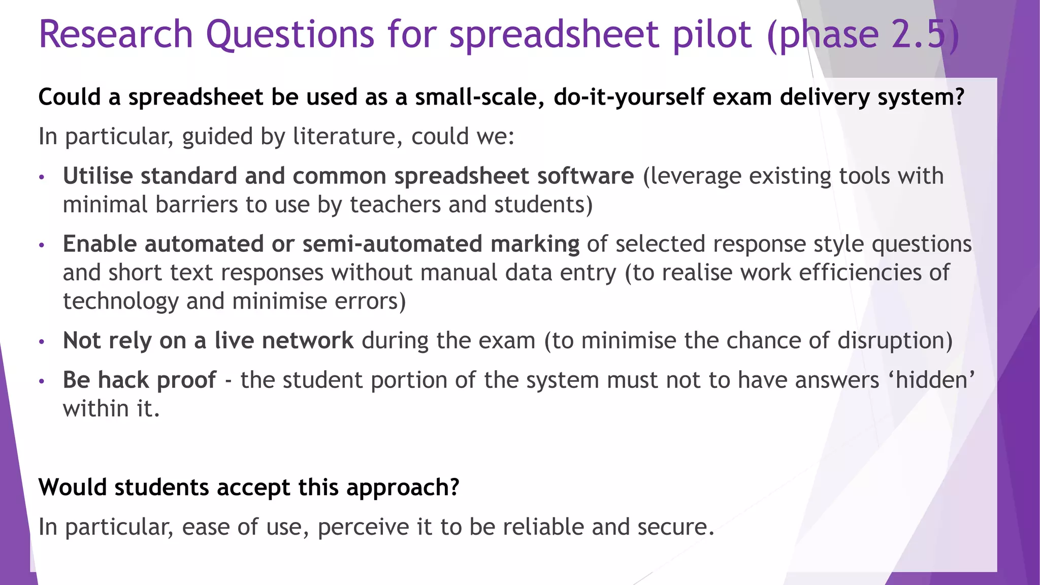 ASCILITE 2018: Do-it-yourself e-Exams (using spreadsheets) | PPT