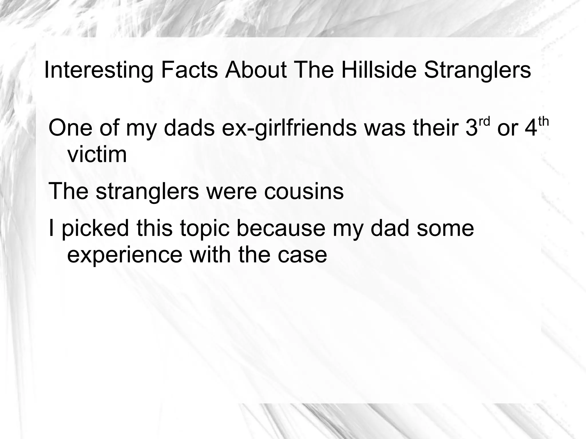 Hillside stranglers fs project | ODP