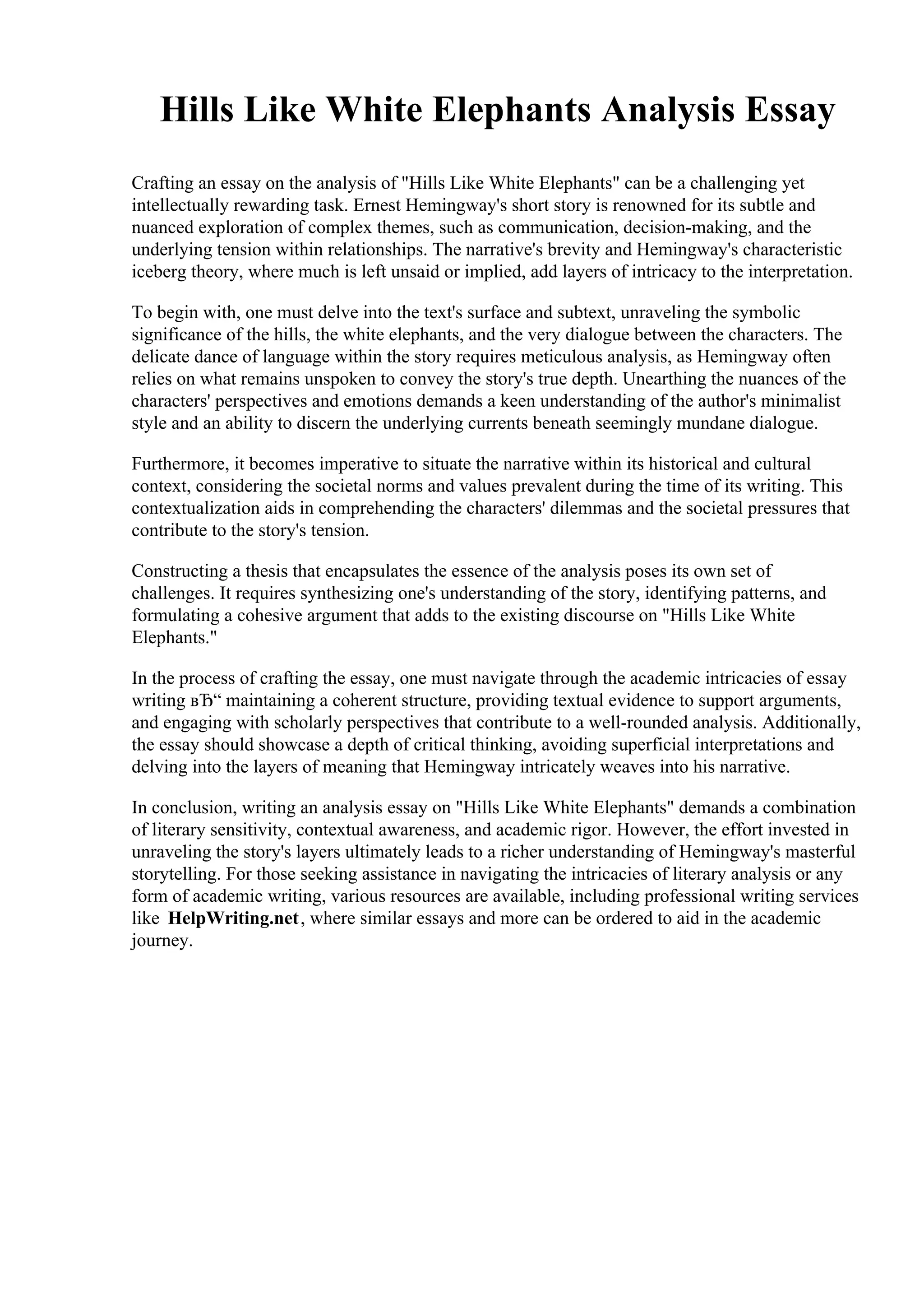 Hills Like White Elephants Analysis Essay.pdf