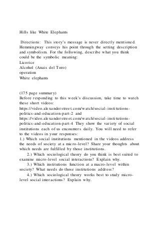 Hills like White Elephants Directions This story’s message i | PDF