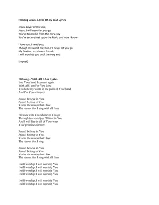 Hillsong jesus | DOCX