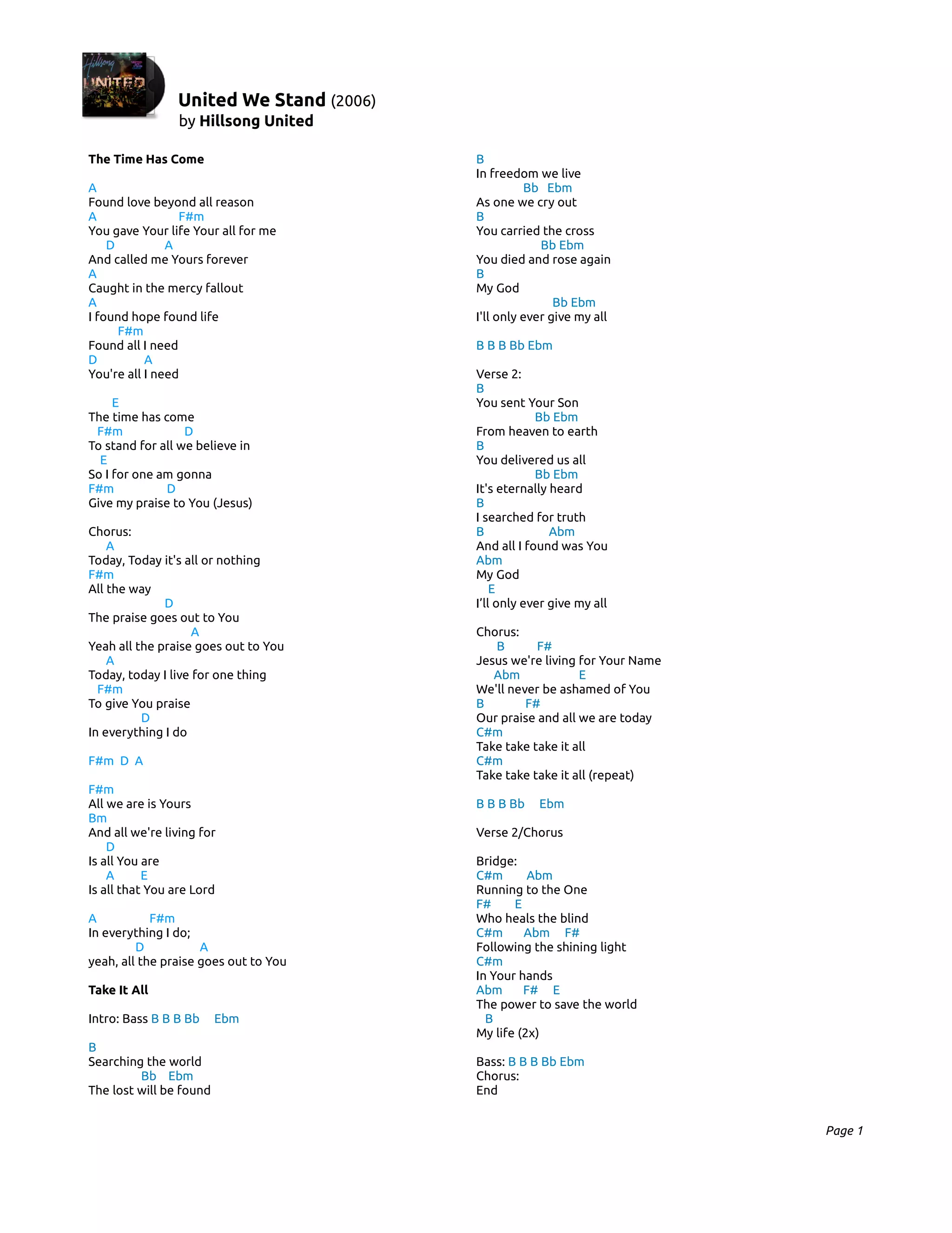 Hillsong united united we stand (2006) | PDF