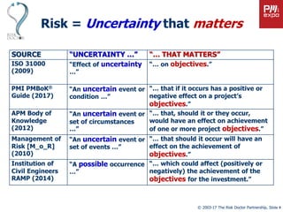 PMexpo17 - How to manage risks you didnt know you were taking - David ...