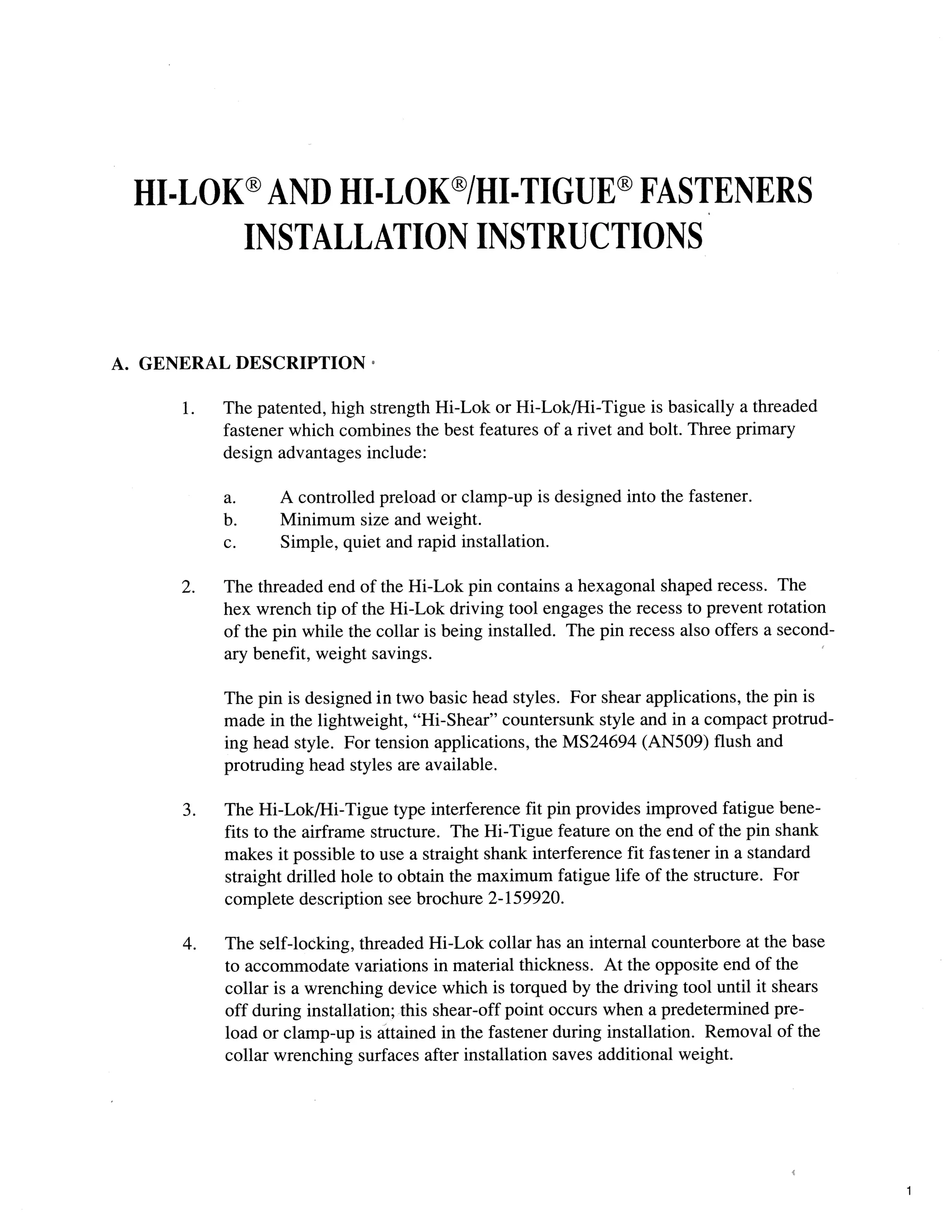 Hi-Lok Installation | PDF