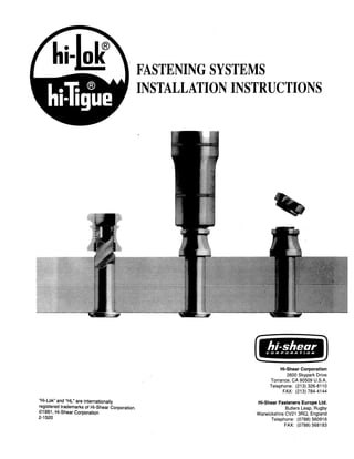 Hi-Lok Installation | PDF