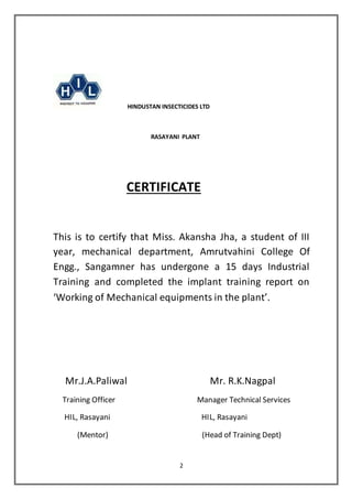 HIL Report on Refrigeration unit & Boilers | DOCX