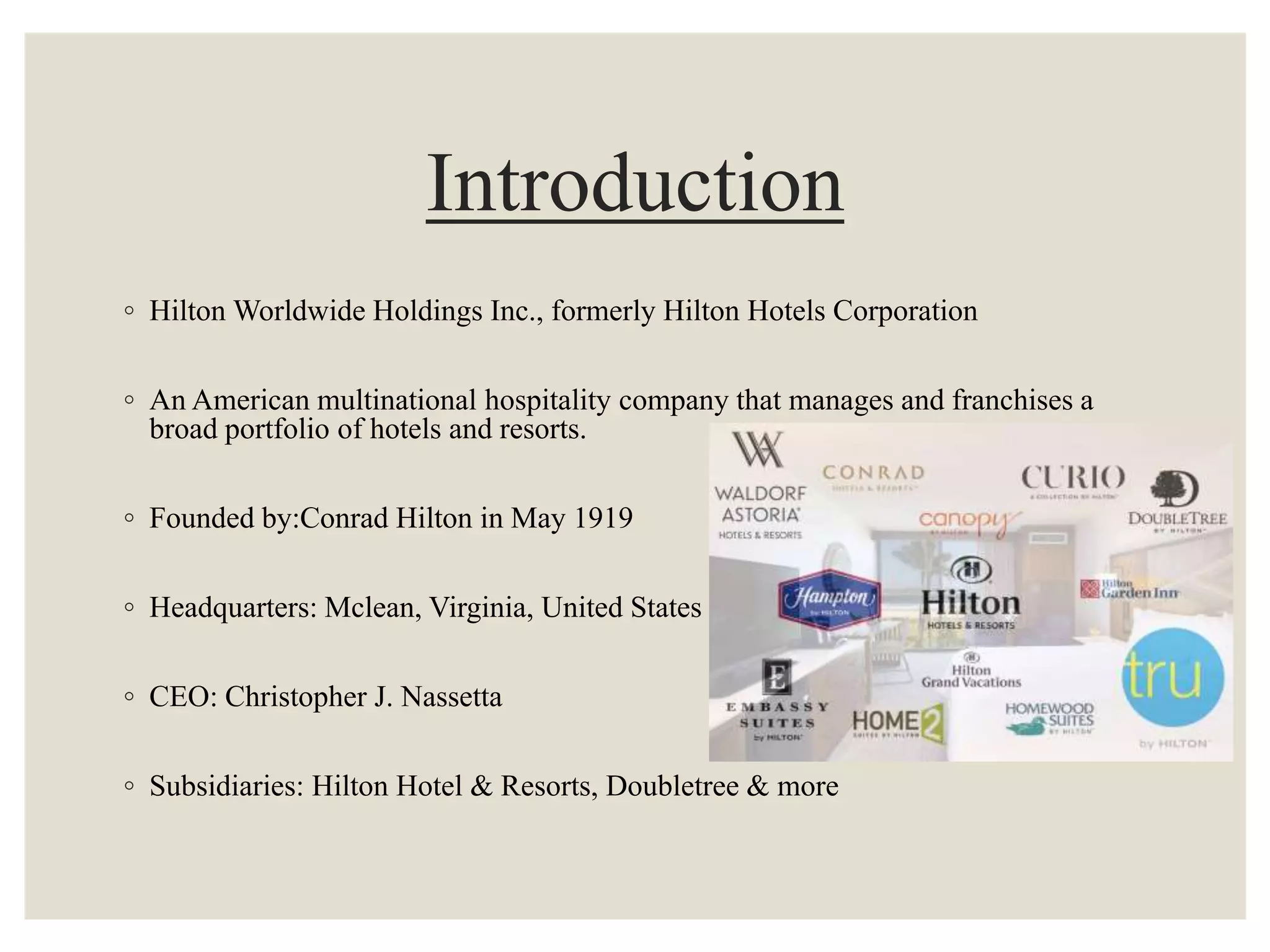 Hilton branding | PPTX | Hotels and Motels | Travel Type