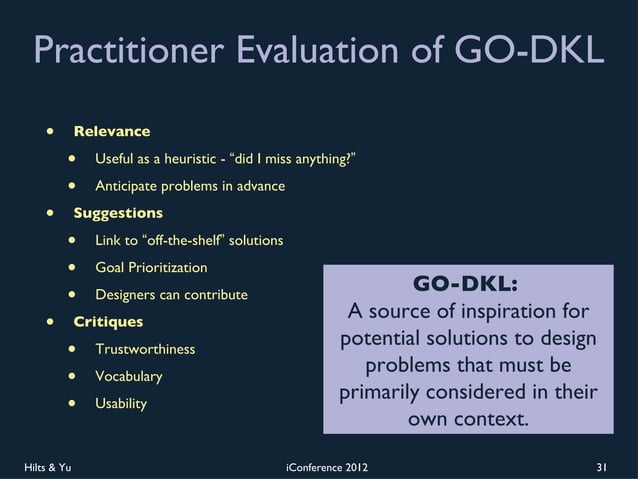 Design & Evaluation of the Goal-Oriented Design Knowledge Library | PPT