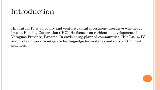 A Progression of Successful Development Projects for IHC in Panama | PPT