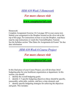HIM 410 help Successful Learning/Snaptutorial | PDF