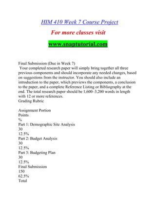 HIM 410 help Successful Learning/Snaptutorial | PDF