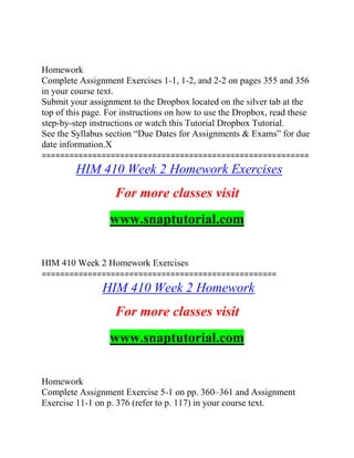 HIM 410 help Successful Learning/Snaptutorial | PDF