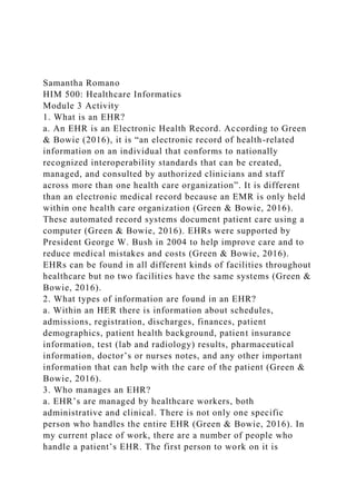 HIM 500 Milestone One Guidelines and Rubric Overview I.docx