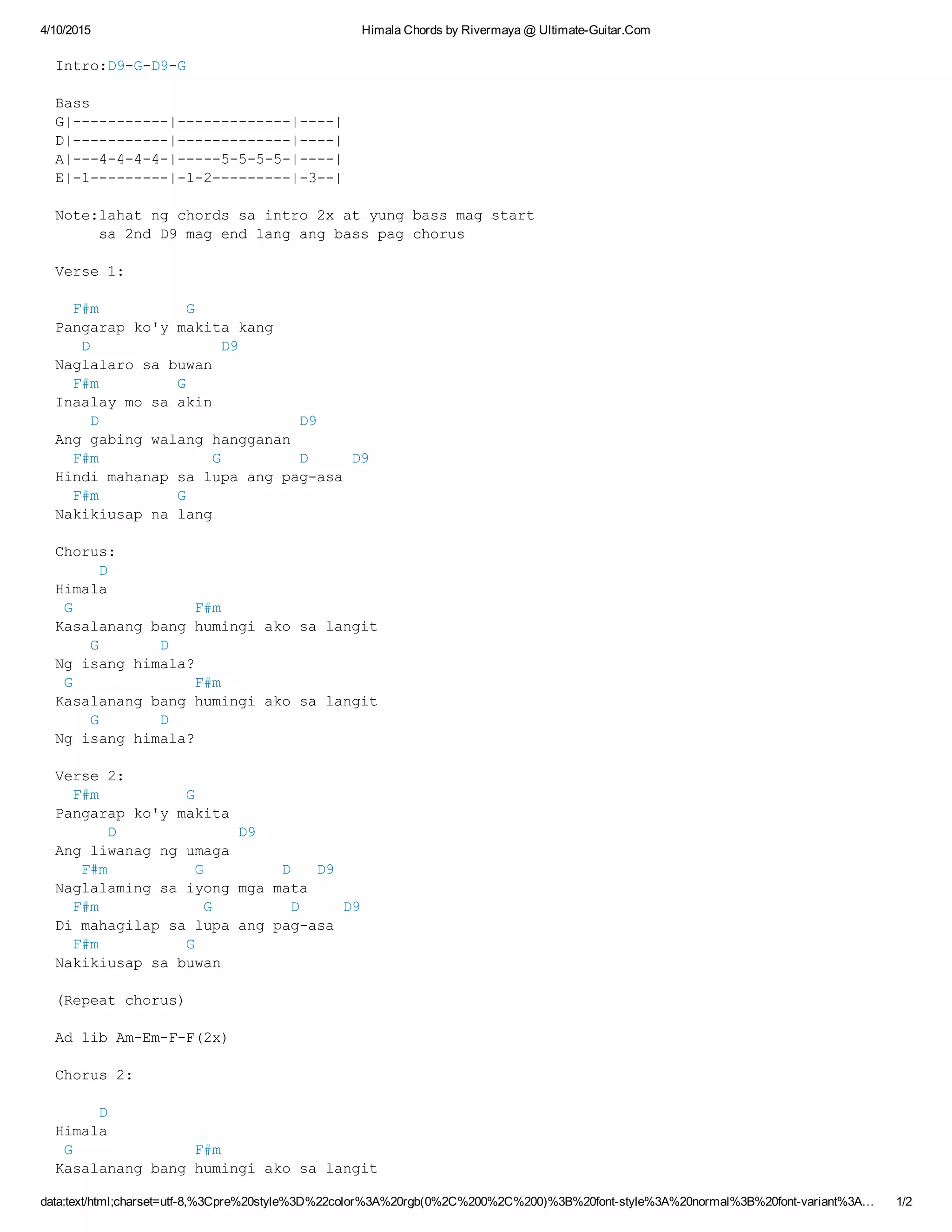Himala chords by rivermaya @ ultimate guitar | PDF