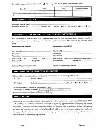 Himalaya bank form card cc | PDF