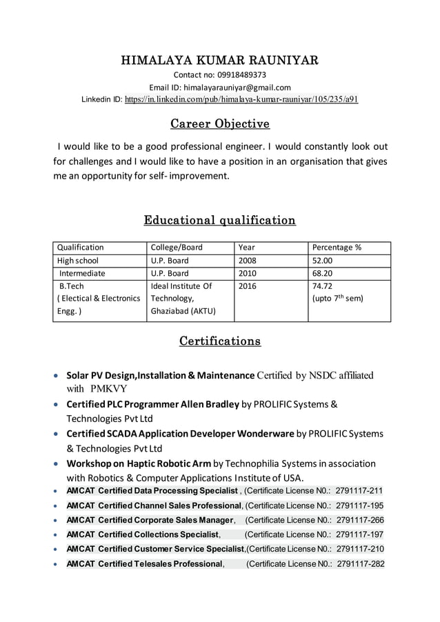 Himalaya resume | DOCX | Education