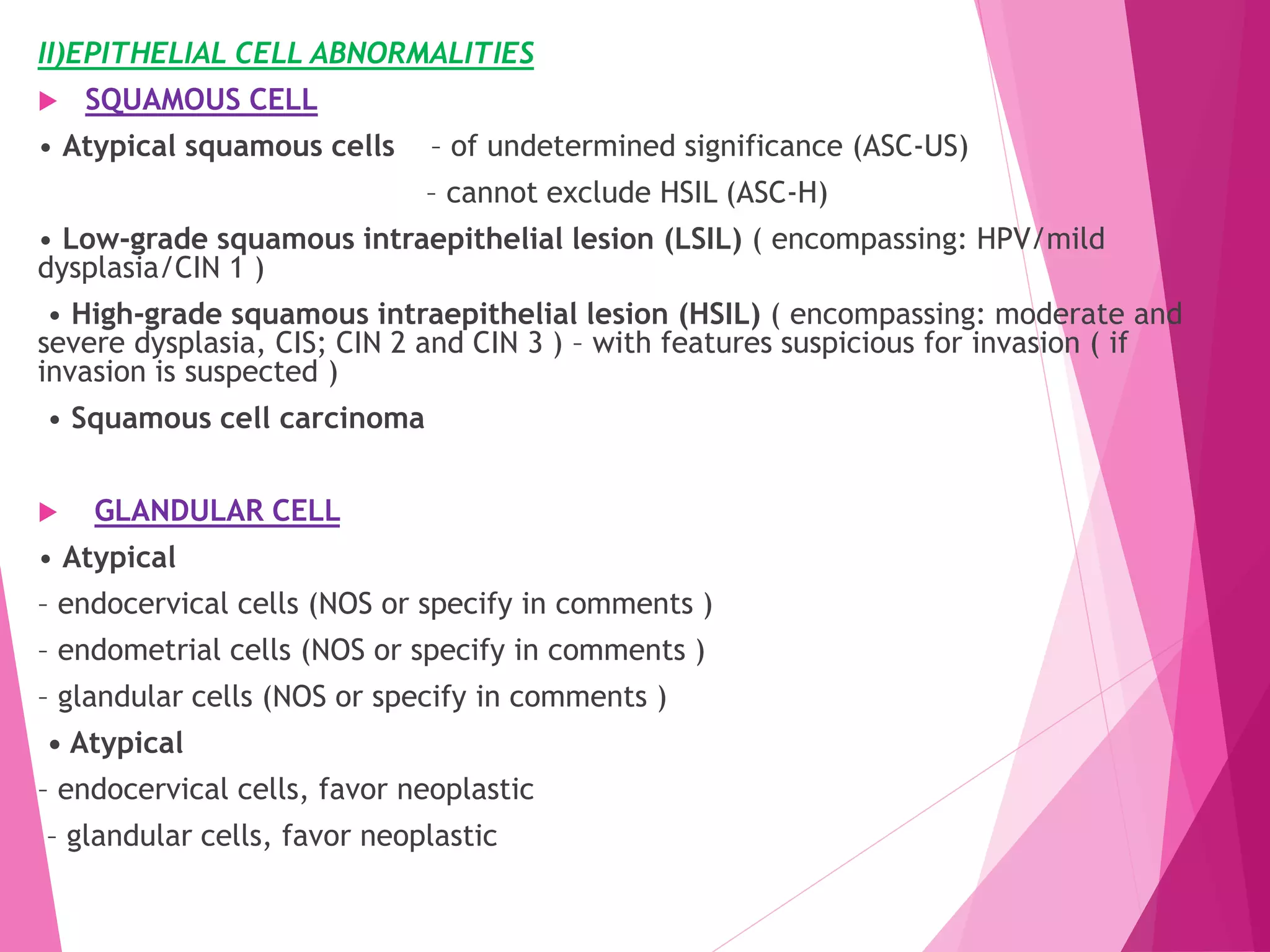 Bethesda system for cervix cytology | PPTX