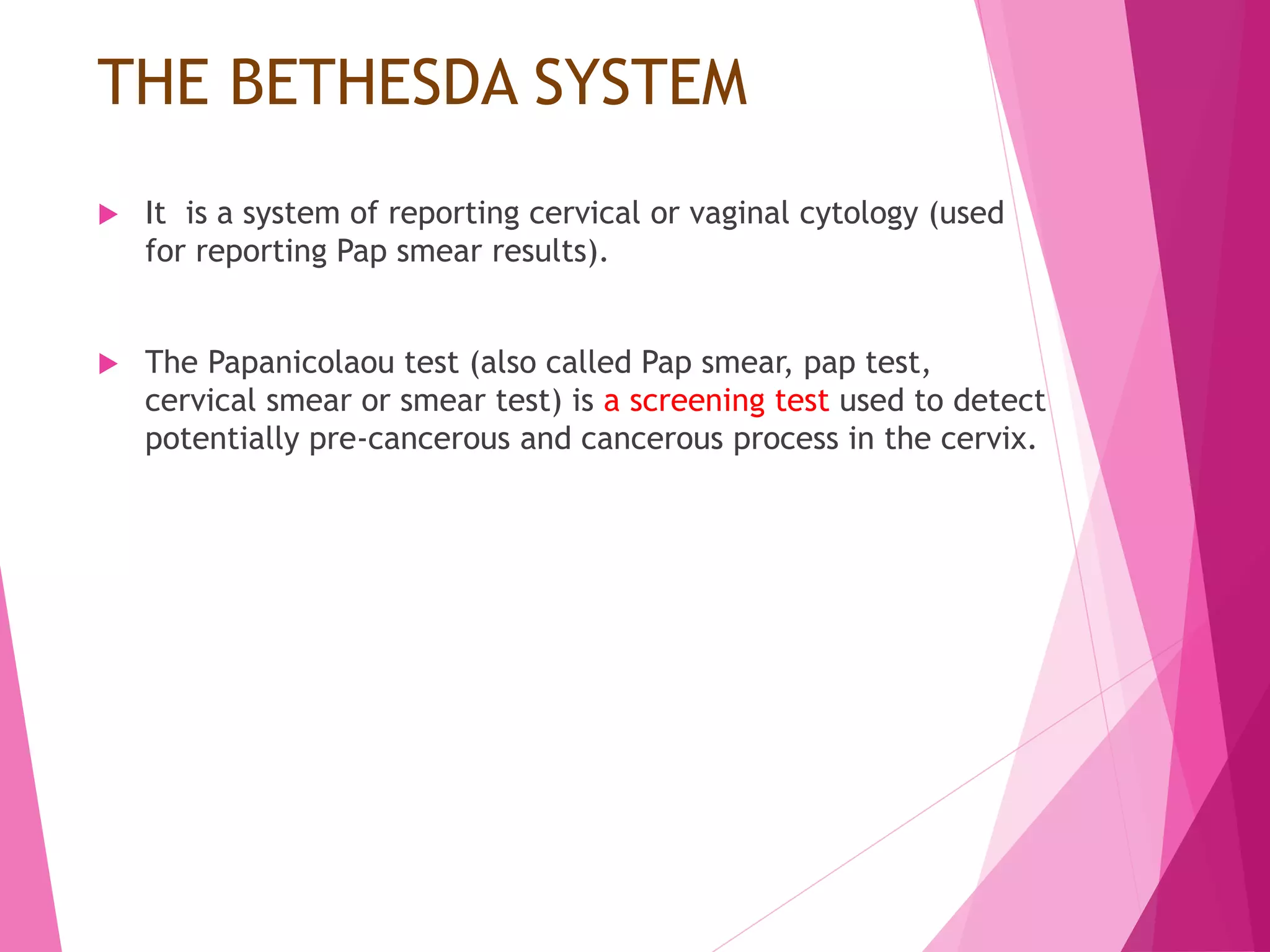 Bethesda system for cervix cytology | PPTX