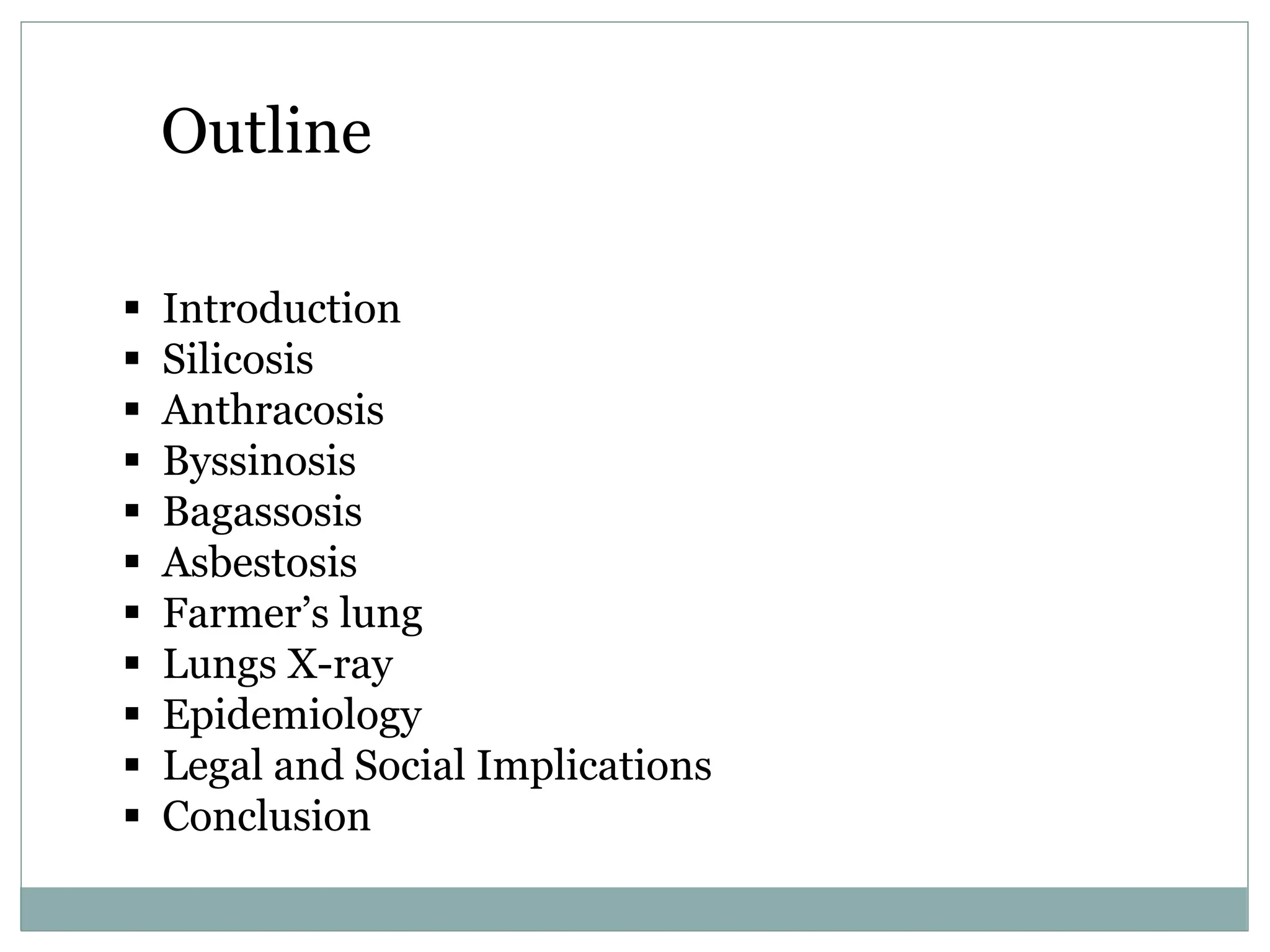Overview of pneumoconiosis, silicosis, anthracosis | PPTX