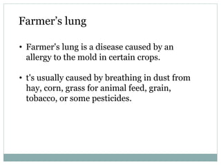 Overview of pneumoconiosis, silicosis, anthracosis | PPTX