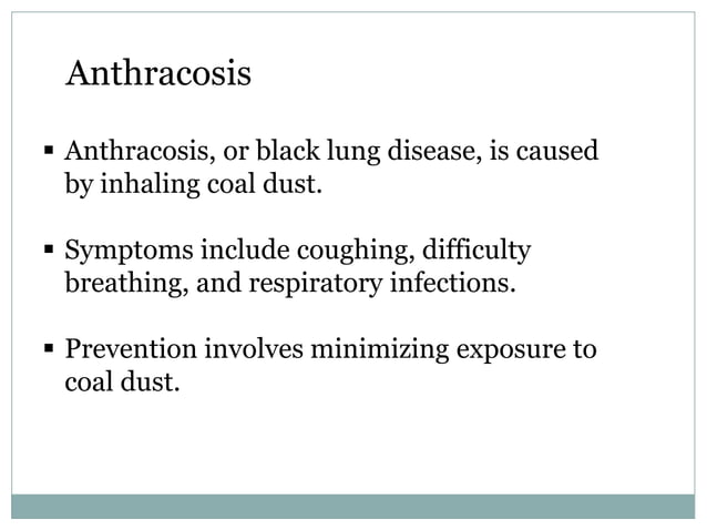 Overview of pneumoconiosis, silicosis, anthracosis | PPTX